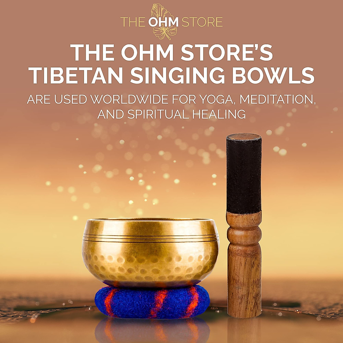 Tibetan Singing Bowl Set with Healing Mantra Engravings Bundle with Rose Quartz and Lava Stone Mala Bracelet — Handcrafted in Nepal for Chakra Healing, Meditation, and Mantra Recitation