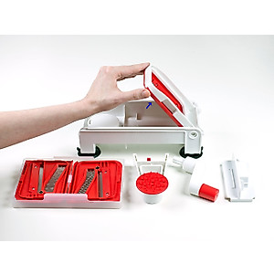 Paderno World Cuisine 3-Blade Folding Vegetable Slicer / Spiralizer Pro, Counter-Mounted and includes 3 Different Stainless Steel Blades