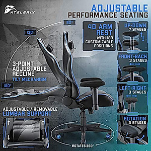 Atelerix Ventris - PU Leather, Fabric, & Extra Wide Options - Office or Computer Chair - Tilting & Ergonomic Adjustable Swivel Game Chair w/ 4D Covered Armrests, Headrest & Lumbar Support