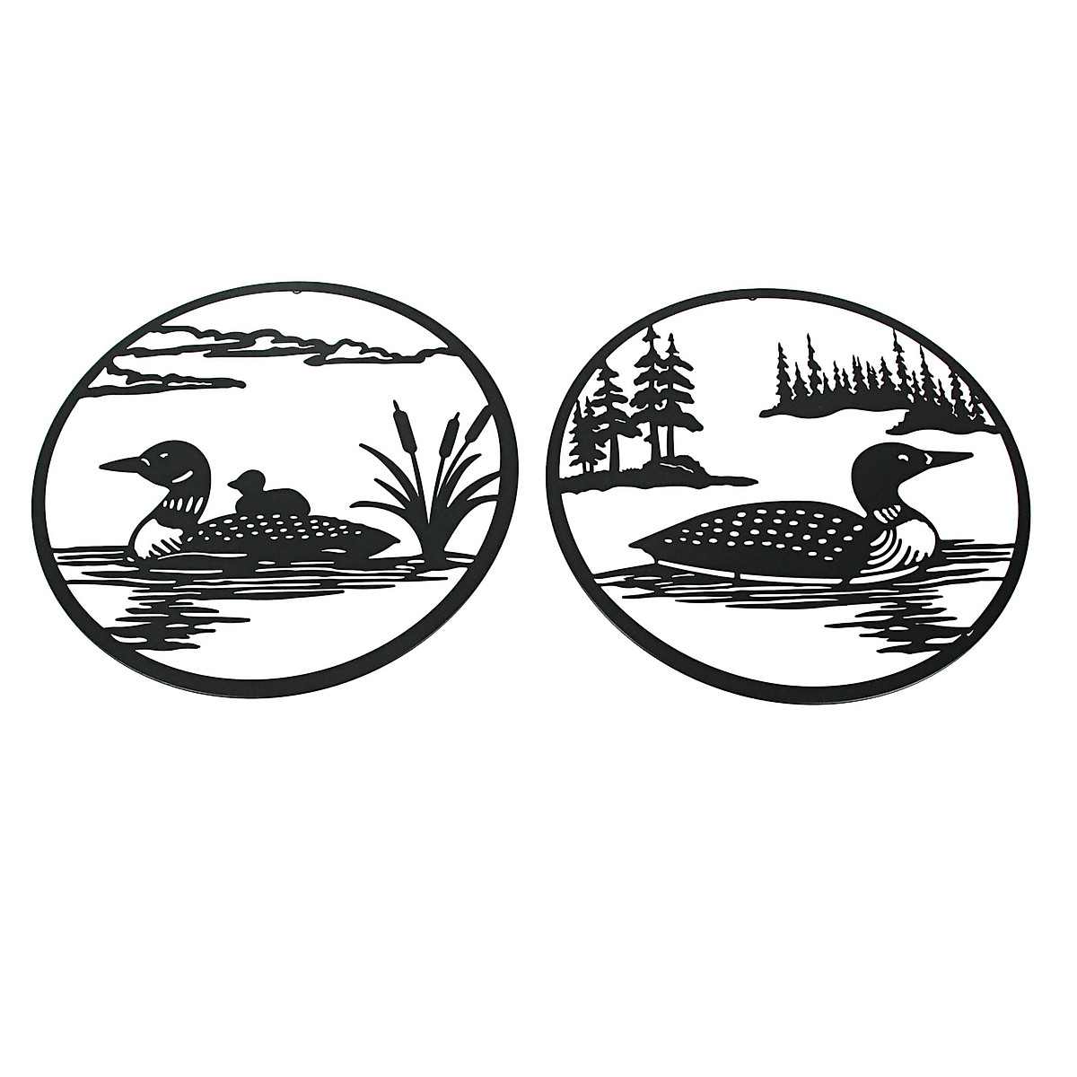 Mayrich Set of 2 Metal Loon Plaques Decorative Art Home Decor Wall Hanging Sculptures, Black, One Size