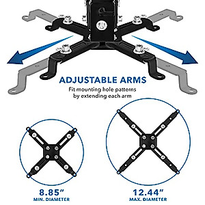 Mount-It! Wall or Ceiling Projector Mount with Universal LCD/DLP Mounting for Epson, Optoma, Benq, ViewSonic Projectors, 44lb Load Capacity, Black