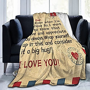 Gift for Dad Blanket from Son/Daughter Kids,to My Dad Blanket from Son Love Airmail Throw Blanket,Best Grandma Gifts,Soft Warm Flannel Fleece Custom Birthday Gifts for Dad