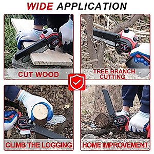 Mini Chainsaw 6-Inch Battery Powered - GardenJoy Cordless Power Handheld Chainsaw with 2 Batteries and Fast Charger, 21V Portable Small Electric Chain Saws for Tree Trimming Wood Cutting