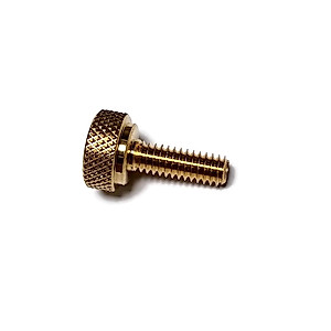 5 Pack of 1/4-20 Knurled Shoulder Flat Tip Brass Thumb Screw - 1-1/16" OAL