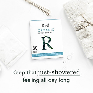 Rael Organic Cotton Wipes - Body Cloth, Individually Wrapped, All Skin Types, Vegan, Cruelty-Free, Unscented (10 Count, Pack of 4)