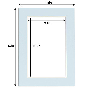 8x12 Mat for 11x14 Frame - Precut Mat Board Acid-Free Baby Blue 8x12 Photo Matte Made to Fit a 11x14 Picture Frame, Premium Matboard for Family Photos, Show Kits, Art, Picture Framing, Pack of 1 Mat