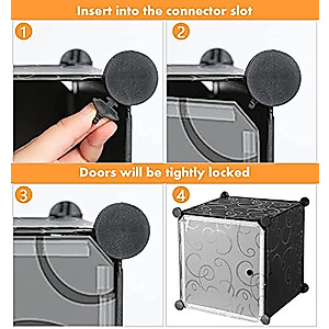 C&AHOME Cube Storage Organizer, 20-Cube Storage Shelving with Doors, Modular Book Shelf, Plastic Shelves Organizing Units, Ideal for Bedroom Living Room 48.4" L × 12.4" W × 60.6" H Black SHS3020B-DOOR