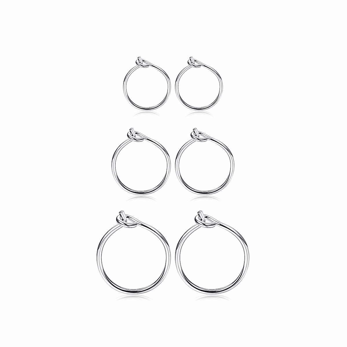 Fiasaso 3 Pairs 925 Sterling Silver Hoop Earrings For Women Small Hoop Earrings Sleeper Earrings Piercing Jewelry Set 6MM 8MM 10MM Silver Tone