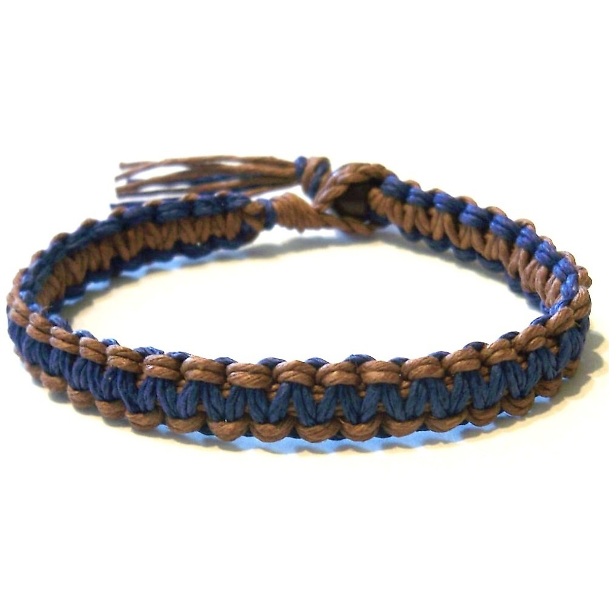 Mens Womens Blue and Brown Hemp Surfer Hawaiian Style Bracelet - Handmade