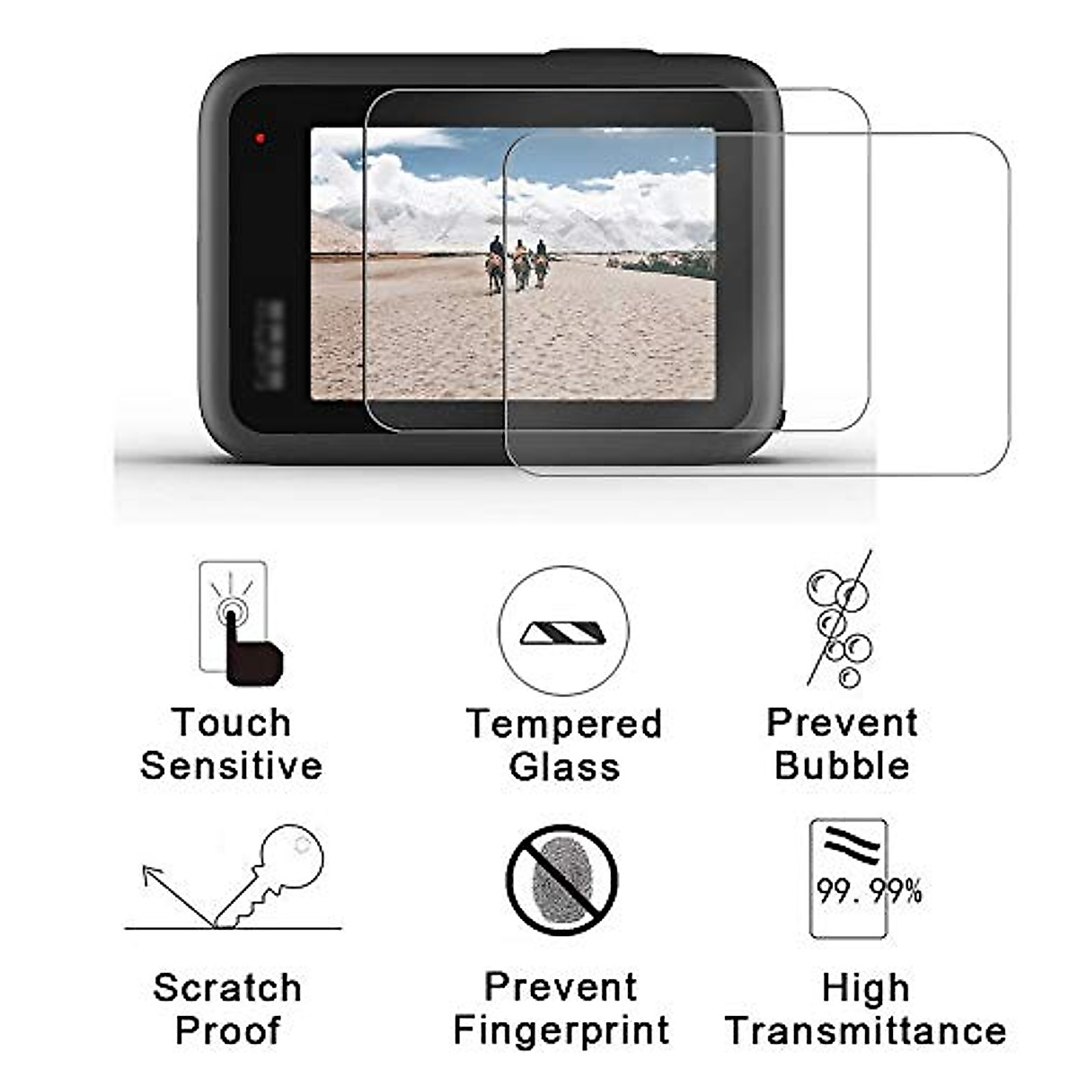 Taisioner Screen Protector for GoPro HERO 11 HERO 10 Black HERO 9 Black Fit Media Mod Ultra Tempered Glass Protective Foils with Lens Cover Accessories Kit