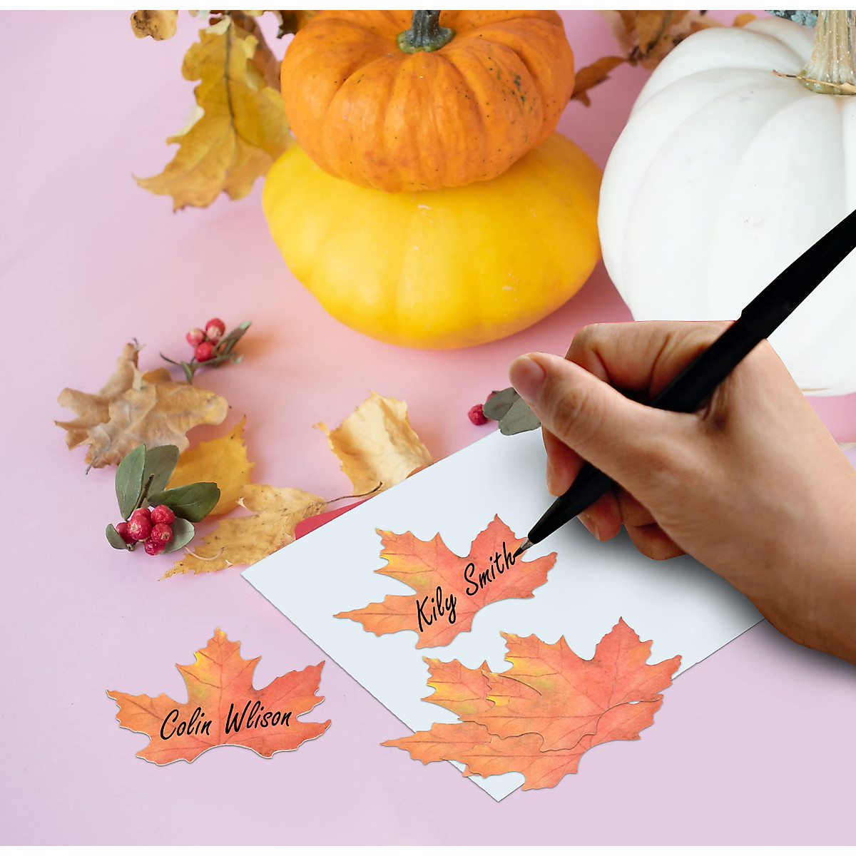 Gift Boutique 100 Count Thanksgiving Table Maple Leaf I Am Thankful for Cards Tree Kit Bulletin Board Cutouts Autumn Name Cards Table Place Settings Fall Gratitude Wall Decor Leaf Cutout