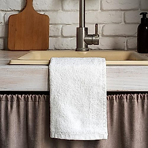 DG Collections Terry Dish Towels, 100% Cotton Kitchen Towels, Set of 6 (18x28 inch) Hand Towels - 400 GSM, Absorbent Terry Cloth Dish Towels for Kitchen, Soft Tea Towels - White Color