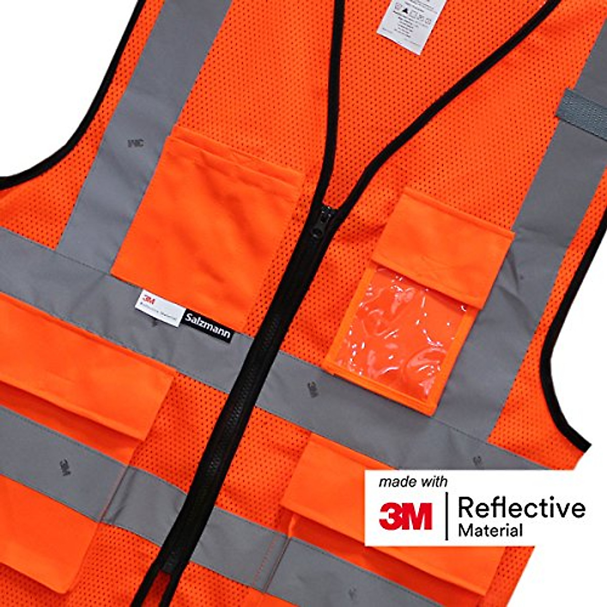 Salzmann Mesh Multi-Pocket Working Vest - Reflective Vest - Made with 3M Reflective Material