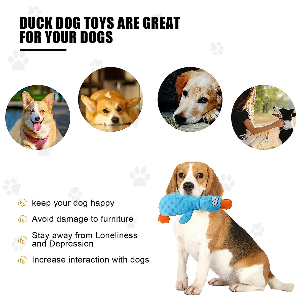 MANOPAWS 3 Pack Squeaky Dog Toys,Duck Crinkle Plush Dog Toys for Aggressive Chewers,Interactive Dog Toys for Puppy Small, Medium and Large Dogs Teething/Entertaining/Reduce Boredom