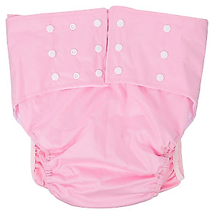 DOITOOL Washable Nappy Cover Diaper Pants Cotton Adult Reusable Nappy Cover Diaper Pant Cloth Incontinence Underwear for The Elderly and Disabled Pink