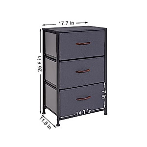 DHMAKER Nightstand with 3 Drawers, Small Dresser for Bedroom, Bedside Furniture & Accent End Table with Fabric Bins for Home, Bedroom Accessories, Living Room, College Dorm, Dark Indigo