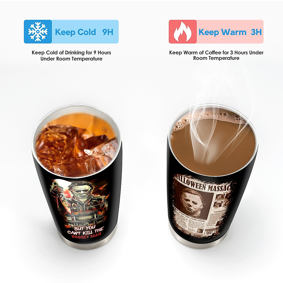 KERAOO Halloween Tumbler 20oz, Horror Tumbler, Gift for Men Women, Halloween Mug, Halloween Cup, Halloween Decoration (The Boogey Man)