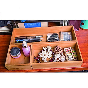 Sansnow Bamboo Kitchen Organizer Boxes Set 3 Pcs