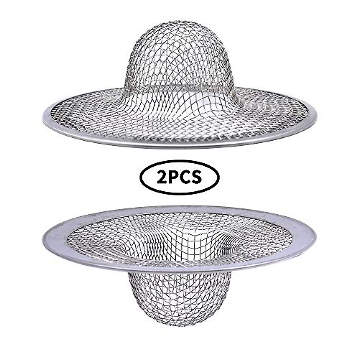 KRISMYA 2pcs Stainless Steel Mesh Metal Sink Strainer Bathtub Drain Hole Hair Catcher Drain Hole Filter Trap（2.75 Inch）