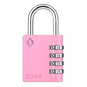 Zarker XD40 4-Digit Combination Padlock, Pink, 1-Pack