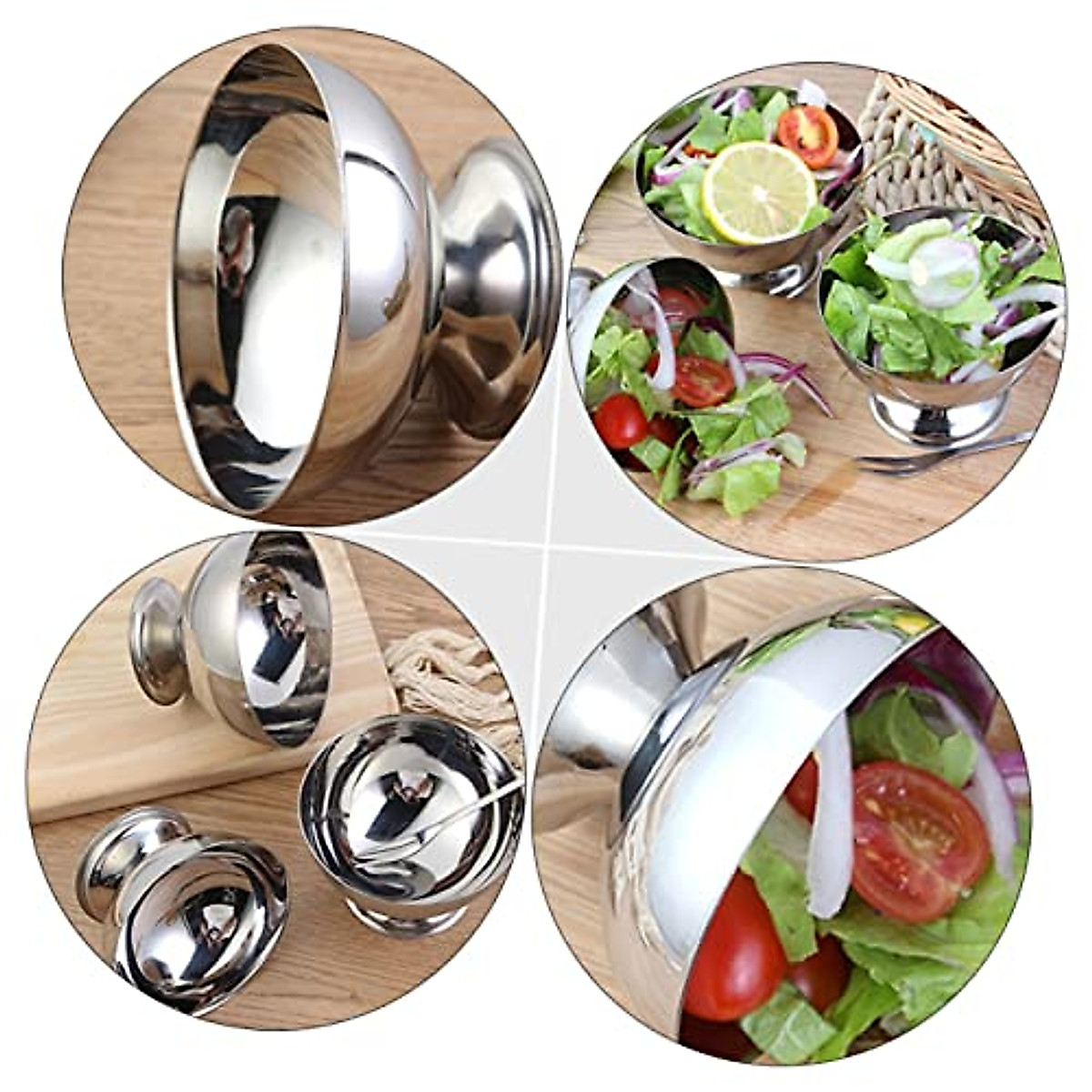 RUNROTOO 1Pc stainless steel dessert cup appetizer plates tiramisu appetizer cup condiment containers footed dessert bowl dessert dish serving dishes sushi dipping bowl Glass big bowl