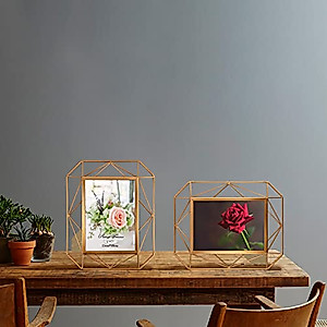 QUTREY Picture Frame 5x7 Set of 2, Metal Photo Frames 5 by 7 for Tabletop Display or Wall Mounting Decor