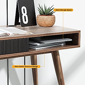 Arts wish Office Desk Mid Century Modern Desk Writing Desk with Drawer Simple Home Office Desk Mid Century Desk, Walnut