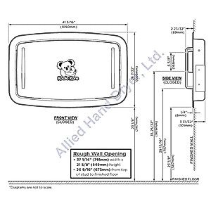 Koala Kare® KB310-SSRE - Recessed Horizontal Stainless Steel Baby Changing Station (New for 2021)