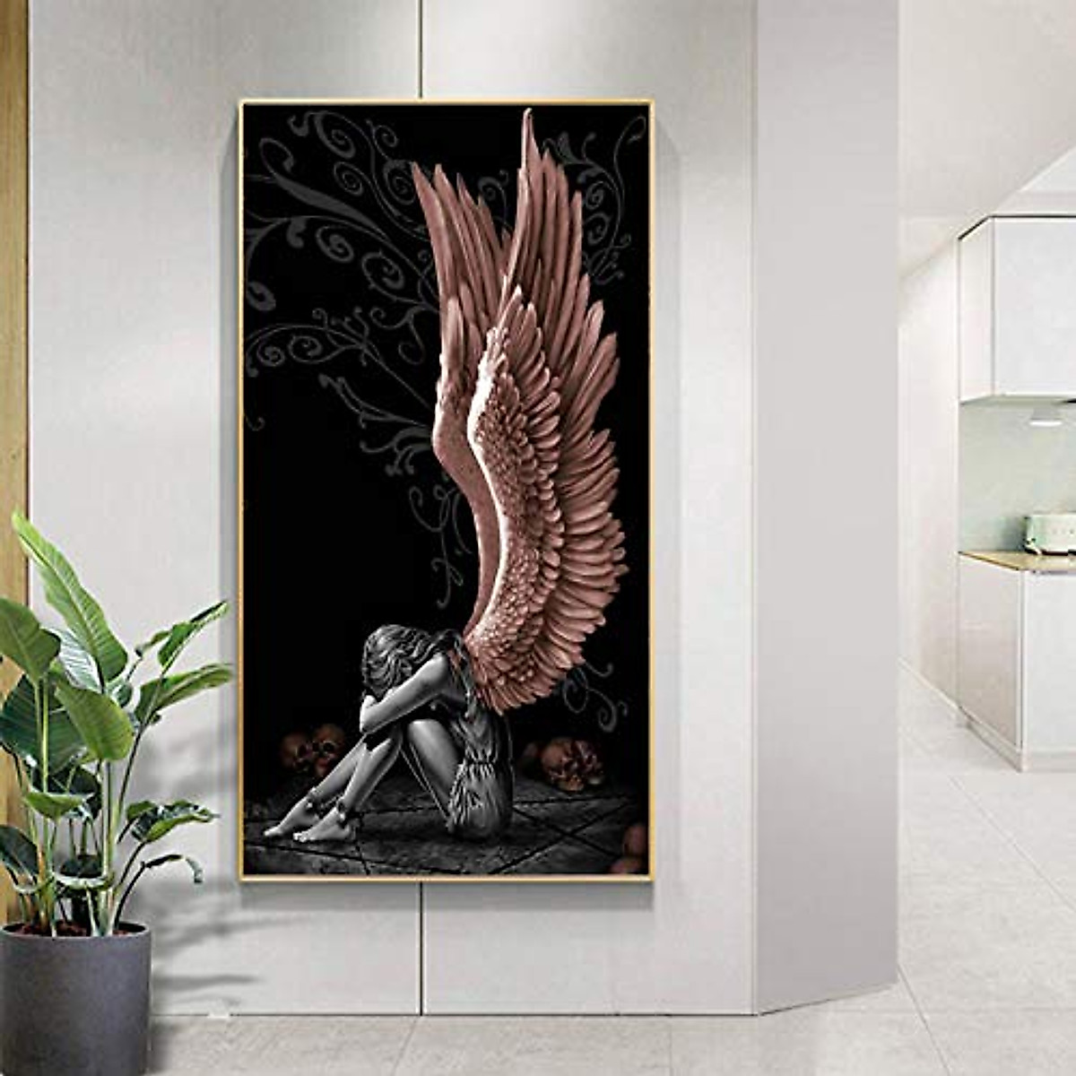 YALKIN Diamond Painting Kits for Adults, DIY 5D Diamond Painting Paint Angel Wings by Number with Gem Art Drill Diamond Painting Kits for Kids for Home Wall D cor 15.7x27.56inch