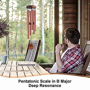 Bursvik Large Aluminium Wind Chimes Outdoor, 37'' Inches Deep Tone Wind Chimes for Outside, Windchimes Housewarming Retirement Gifts for Mom Grandma Women, Garden Patio Decoration for Zen Yoga, Red