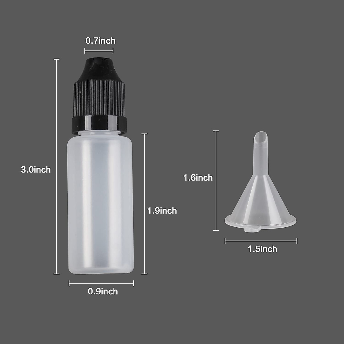 Eau 15ml LDPE Plastic Thin Tip Dropper Bottles, Small Empty Squeeze Dropper Bottles (50PCS, Black Caps), BPA Free