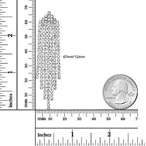 Luxval Rhinestone Earrings Dangling for Women Sparkly Silver Dangle Earrings Women Long Chandelier Earrings Tassel Lightweight Ear Studs Cubic Zirconia Crystal Statement