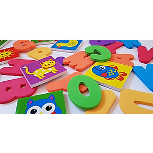 BUDDY & BARNEY Bath Time Alphabet Spell & Learn Stickers, Letter Foam Stickers Bath Toy for Children 3+, Pack of 38 Reusable Stickers, Bathtub, Tub, Shower, Boys, Girls, Kids