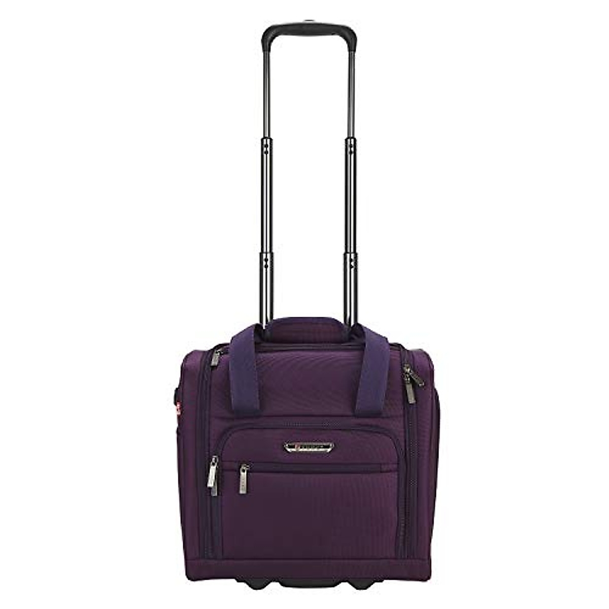 TPRC 15-Inch Smart Under Seat Carry-On Luggage with USB Charging Port, Telescoping Handles, Purple, Underseater