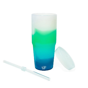 Silipint: Silicone 32oz Straw Tumbler: Mountain Air - Unbreakable, Flexible, Sustainable, Hot or Cold, Airtight Lid, Travel
