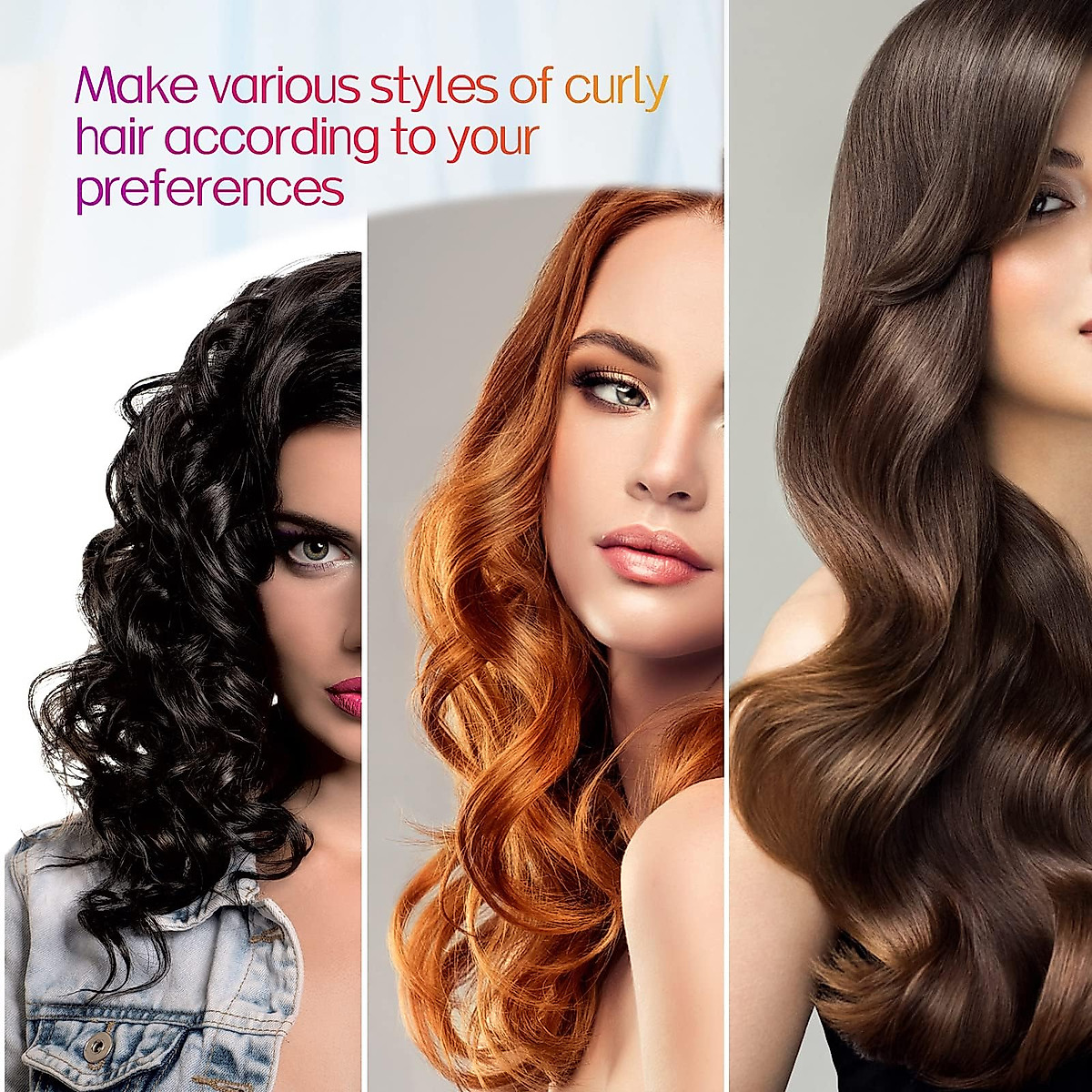 Heatless Extra Long 61" Velour Curling Ribbon Kit for Women - No Heat Cotton Overnight Curls Headband Soft Curling Rod You Can Sleep In (Black)