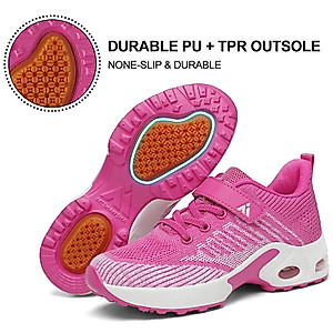Mishansha Girls Boys Sport Tennis Shoes Toddler Kids Athletic Runnings Shoes Anti-Slip Outdoor Sneakers for Walking Playing Gym Rosy Size 2 Little Kid