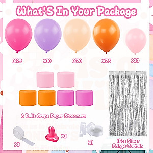 Pink Orange Groovy Balloon Arch Fringe Backdrop, Daisy Balloon Garland Arch Kit, Groovy Streamers for Flower Groovy Birthday Baby Shower Wedding Bachelorette Groovy Party Decorations