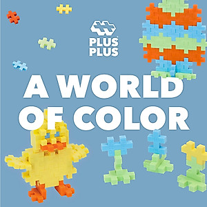 PLUS PLUS 3D Puzzle Building Block Set, 70 Mini Interlocking Pieces, Fun Holiday Activities for Kids - Chick Mini Maker Tube