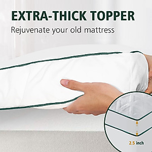 HARNY Bamboo Pillow Top King Size Mattress Topper - Thick Breathable Bed Pad for Back Pain - Soft Plush Feather Down Fill 8-21 Inch Deep Pocket(Viscose Made from Bamboo)
