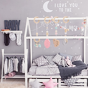 Gadpiparty Wooden Hanging Toys Baby Play Gym 4PCS Wooden Baby Gym Toys Gym Activity Set Infant Sensory Toys for Playing Gyms Pink