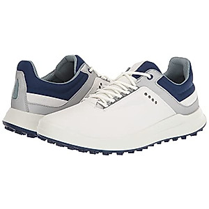 ECCO Men's Core Hydromax Water Resistant Golf Shoe, White/SILVERMETALLIC/Blue Depths, 10-10.5