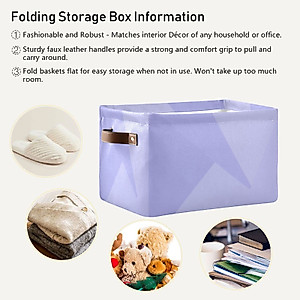 Kigai Light Periwinkle Foldable Storage Basket for Shelves, Collapsible Sturdy Storage Bin with Handles, Canvas Storage Cube for Organizing Closet