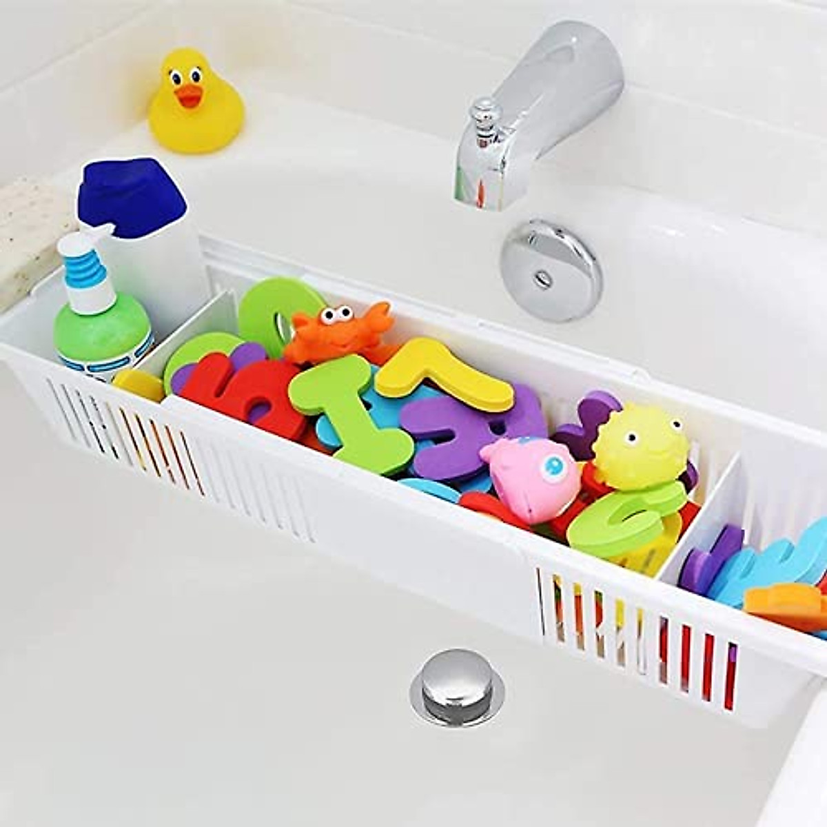 DOITOOL Expandable Bath Shelf Bathtub Caddy Tray Bathtub Holder Non- Slip for Shower Organizer Bathtub Toy Shelf