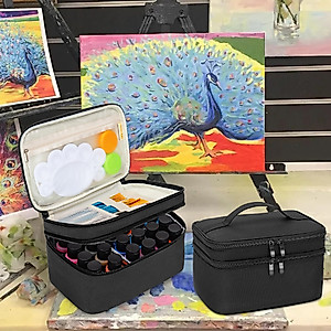 BAFASO Acrylic Paint Organizer Holds 24 Bottles of 2 fl.oz Acrylic Paint, Acrylic Paint Storage Case with Tools Storage Section (No Accessories Included), Black