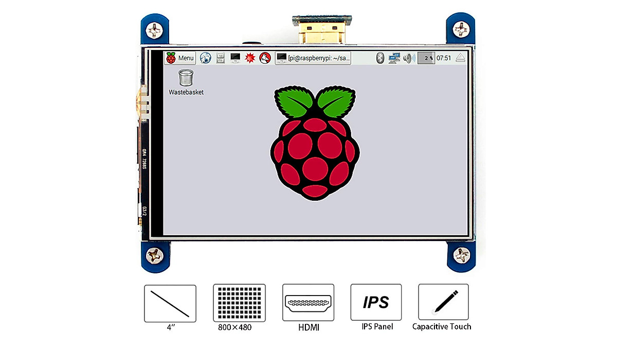 Waveshare 4-inch HDMI IPS Display for Raspberry Pi - High-Res Touchscreen