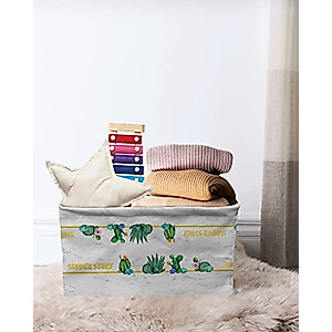 Storage Bins Marble Texture Oasis Cactus Storage Box Foldable Storage Basket for Shelves Storage Cubes Bin for Organizing Closet Nursery Toy Organizers with Handles