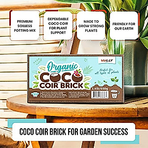 Compressed Coco Coir, 1 Pack Organic Coconut Coir, 1.4 Lb Coco Coir Brick, Coconut Soil with Low EC & pH Balance, Coco Fiber for Herbs & Flowers, High Expansion, Renewable Coconut Soil for Planting