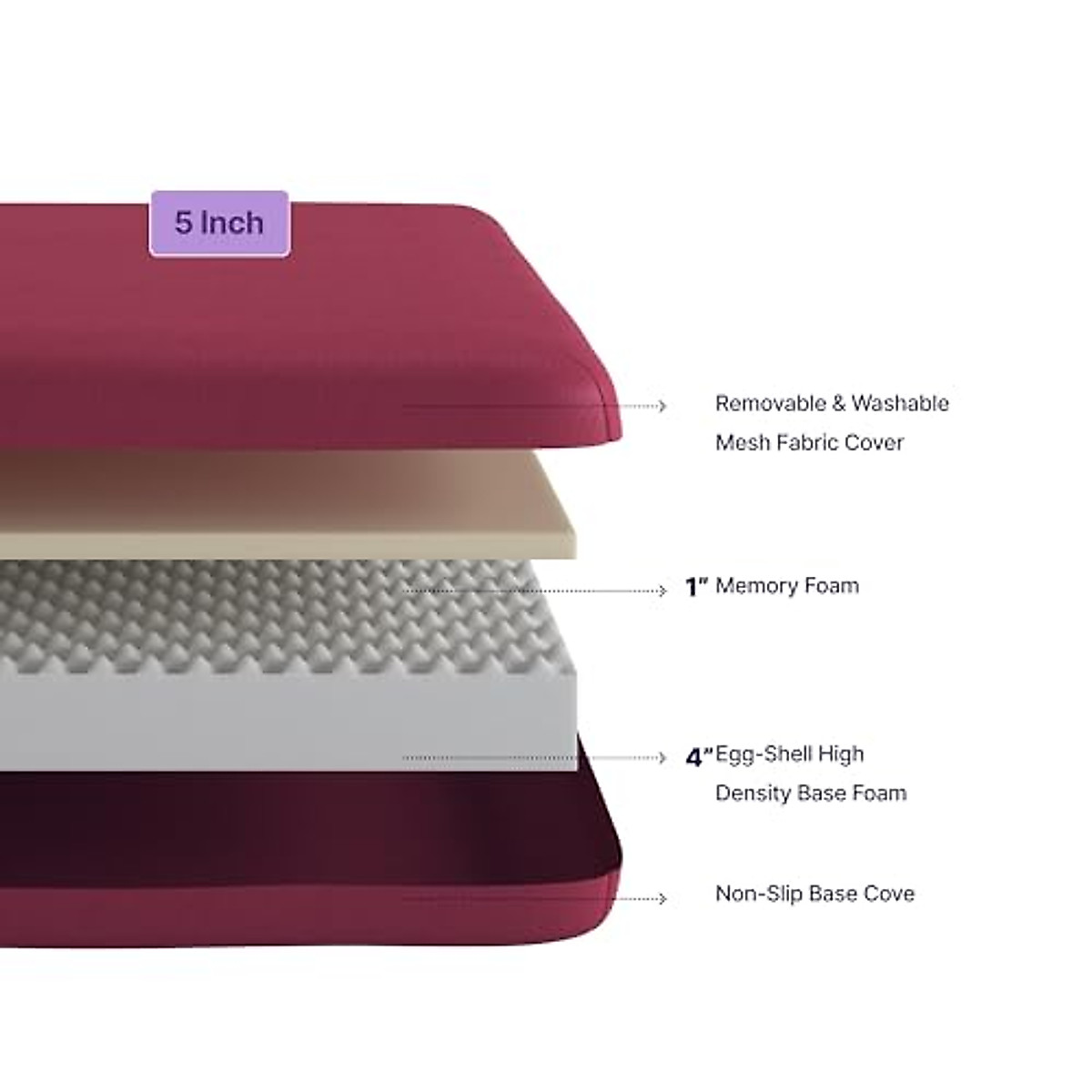 NapQueen 5 Inch, Twin Mattress, Memory Foam Pink Mattress - Medium Feel - CertiPUR-US Certified - Twin Bed Mattress in a Box, Breathable Soft Fabric Cover