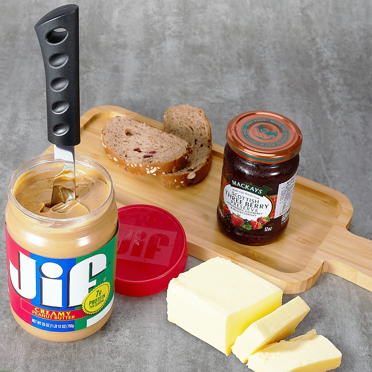 Rfstekhnikos 4 In 1 Multi-Function Knife for Spreading Peanut Butter, Butter, and Jam with Ease | Stir, Scrape, and Clean The Jars Simply | Open Bottles, and Cans Effortlessly! 1X1